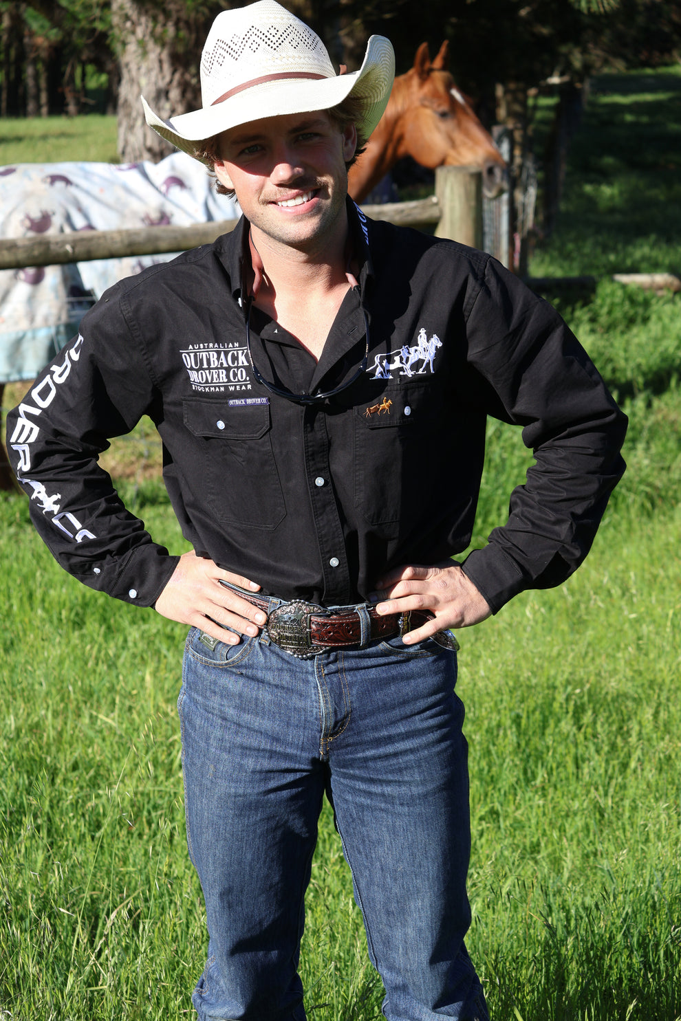 Drover Co. Arena Shirt - Black & Pink – Outback Drover Co.
